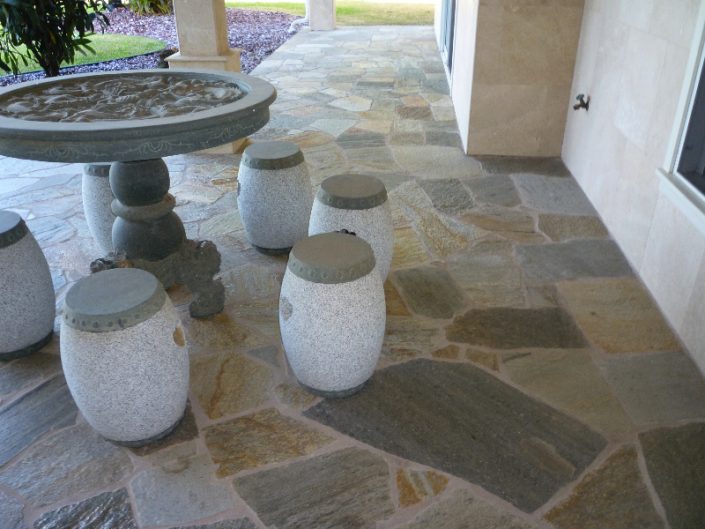 Quartzite Crazy Pave Laid on Porch - Crazy Paving Pavers Experts servicing Melbourne, Sydney